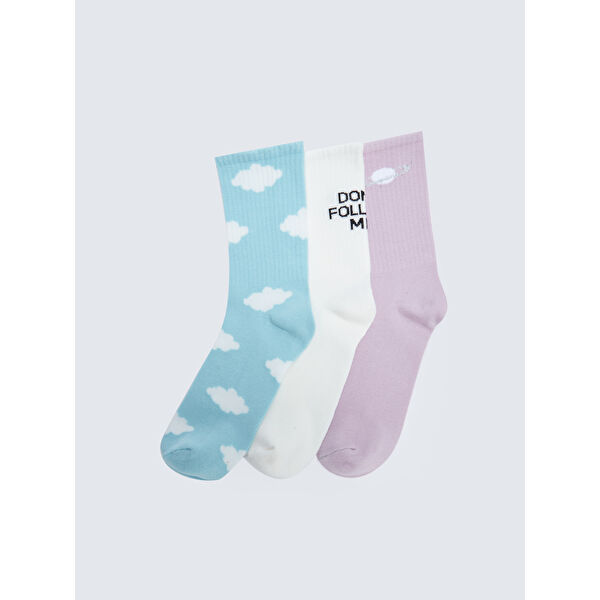 Baskılı Kadın Soket Çorap 3'lü Paket