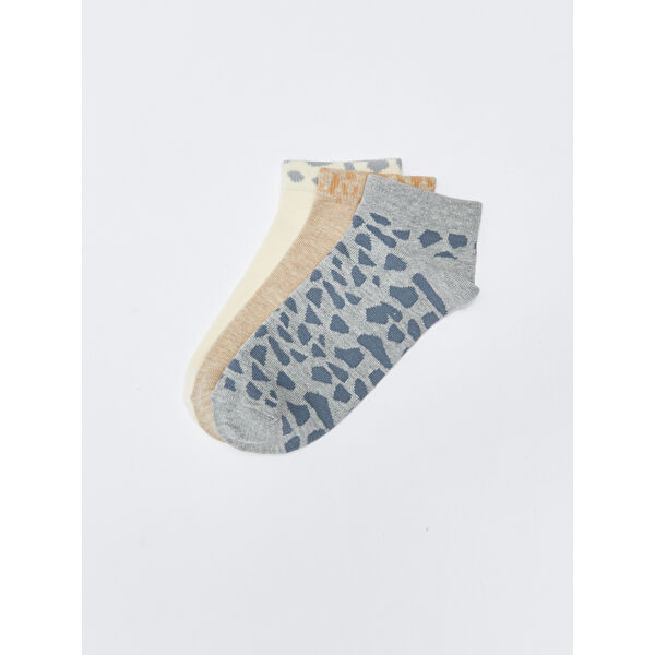 Desenli Kadın Patik Çorap 3'lü Paket