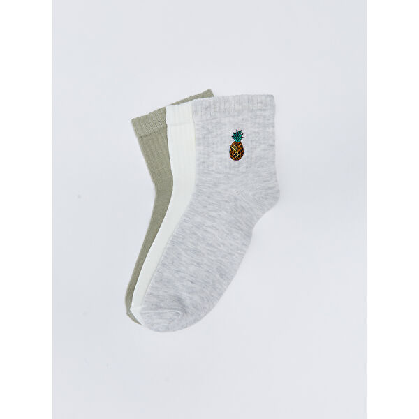 Baskılı Kadın Soket Çorap 3'lü Paket