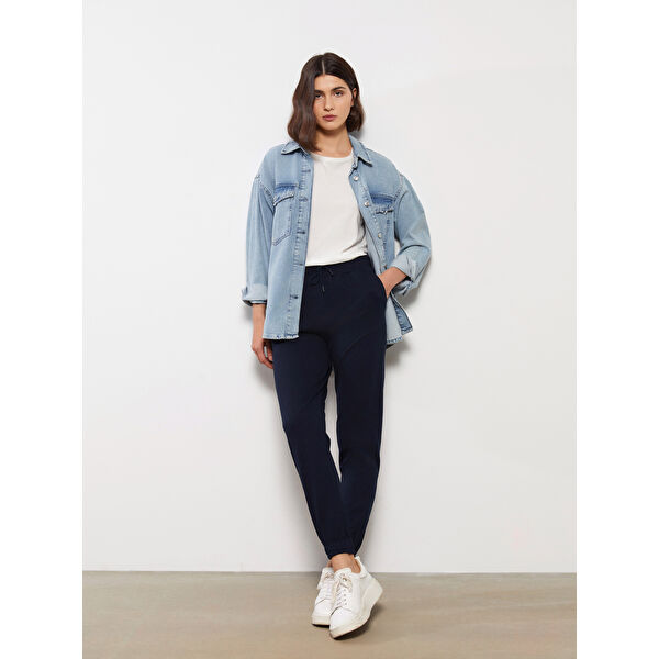 Beli Lastikli Düz Kadın Jogger Eşofman Altı