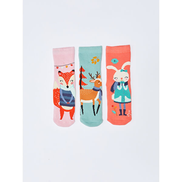Desenli Kız Çocuk Soket Çorap 3'lü