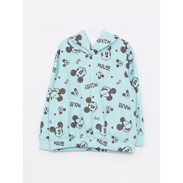 Kapüşonlu Mickey Mouse Baskılı Uzun Kollu Kız Çocuk Sweatshirt Anne Kız Kombini Kapüşonlu Mickey Mouse Baskılı Uzun Kollu Kız Çocuk Sweatshirt Anne Kız Kombini