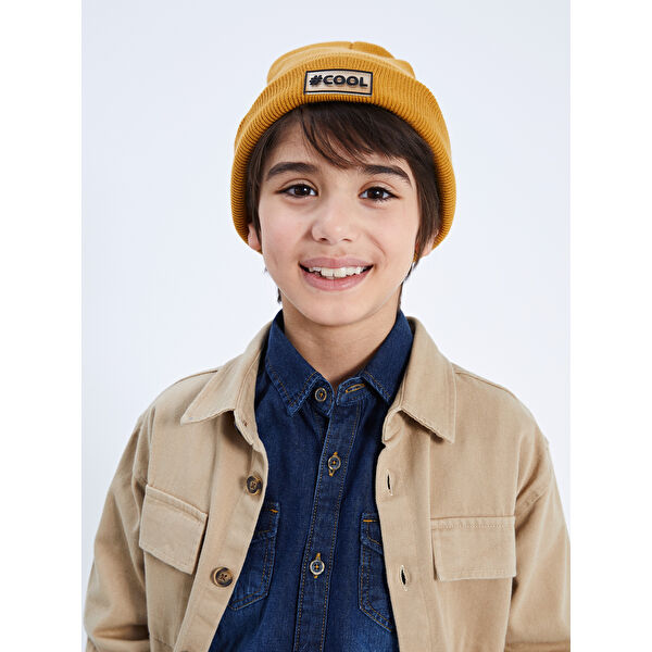 Etiket Baskılı Erkek Çocuk Bere