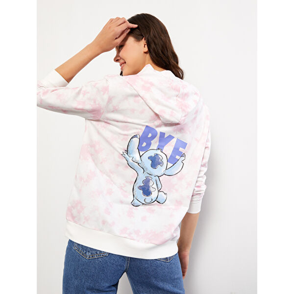 Kapüşonlu Lilo & Stitch Baskılı Uzun Kollu Kadın Sweatshirt Anne Kız Kombini