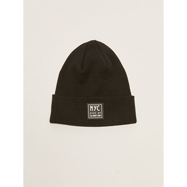 Etiket Nakışlı Erkek Çocuk Triko Bere