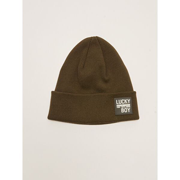 Etiket Baskılı Erkek Çocuk Bere