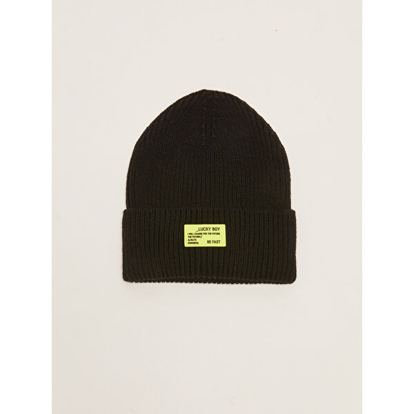 Etiket Baskılı Erkek Çocuk Triko Bere