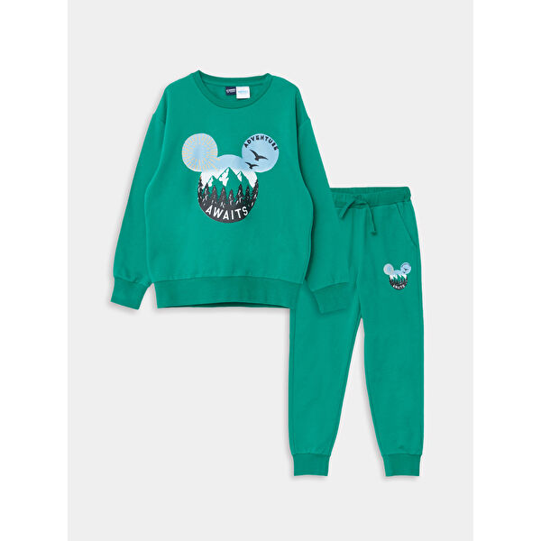 Bisiklet Yaka Mickey Mouse Baskılı Uzun Kollu Erkek Çocuk Sweatshirt ve Eşofman Altı Bisiklet Yaka Mickey Mouse Baskılı Uzun Kollu Erkek Çocuk Sweatshirt ve Eşofman Altı