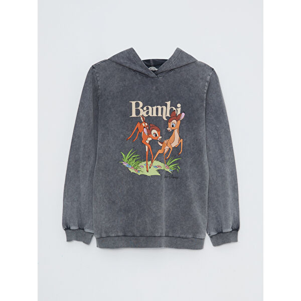 Kapüşonlu Bambi Baskılı Uzun Kollu Kız Çocuk Sweatshirt Kapüşonlu Bambi Baskılı Uzun Kollu Kız Çocuk Sweatshirt