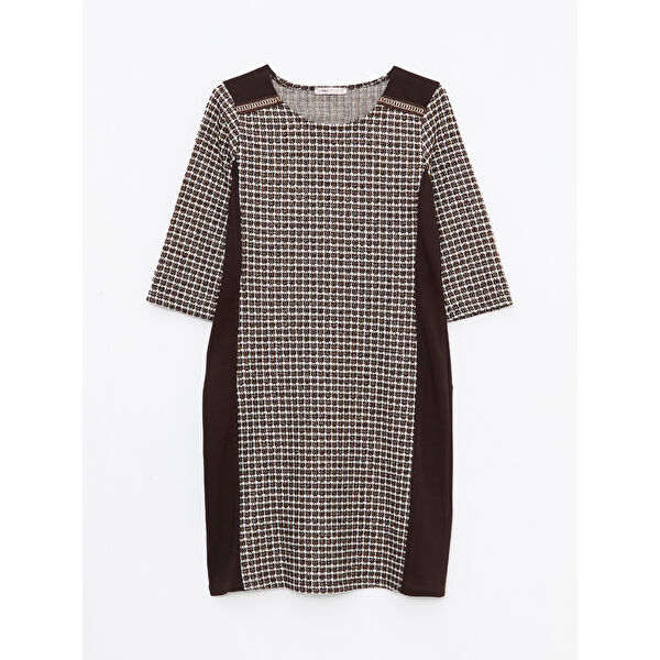 Bisiklet Yaka Ekose A Kesim Kadın Elbise