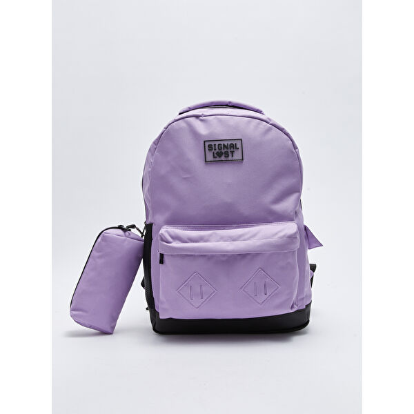 Etiket Baskılı Laptop Bölmeli Kalem Kutulu Kız Çocuk Sırt Çantası