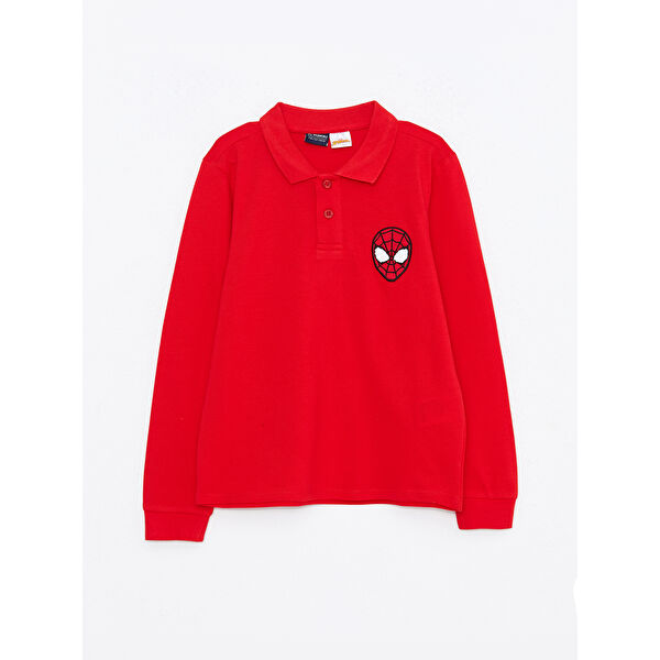 Polo Yaka Spiderman Nakışlı Uzun Kollu Erkek Çocuk Tişört Polo Yaka Spiderman Nakışlı Uzun Kollu Erkek Çocuk Tişört