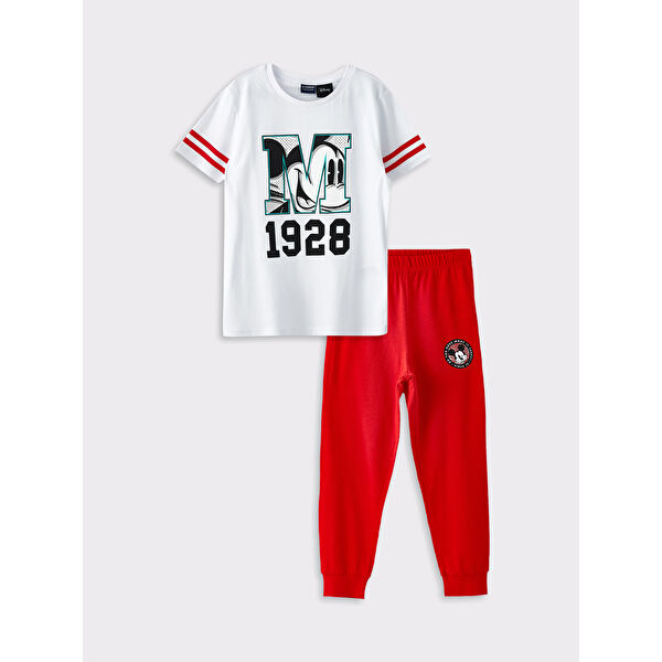 Bisiklet Yaka Mickey Mouse Baskılı Kısa Kollu Erkek Çocuk Pijama Takımı Bisiklet Yaka Mickey Mouse Baskılı Kısa Kollu Erkek Çocuk Pijama Takımı
