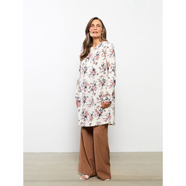 Bisiklet Yaka Desenli Uzun Kollu Poplin Kadın Tunik Bisiklet Yaka Desenli Uzun Kollu Poplin Kadın Tunik