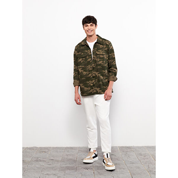 Regular Fit Uzun Kollu Desenli Erkek Gömlek Ceket