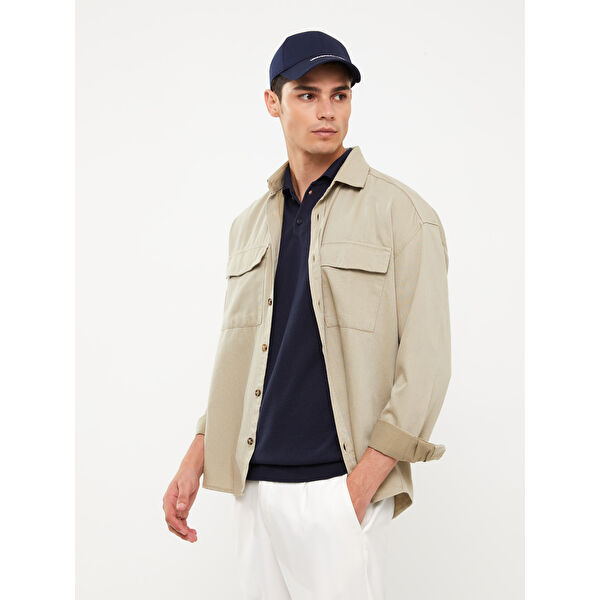 Rahat Kalıp Uzun Kollu Armürlü Erkek Gömlek Ceket