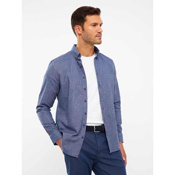 Regular Fit Uzun Kollu Gabardin Erkek Gömlek