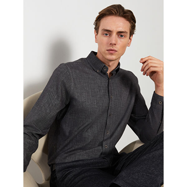 Regular Fit Uzun Kollu Gabardin Erkek Gömlek Regular Fit Uzun Kollu Gabardin Erkek Gömlek