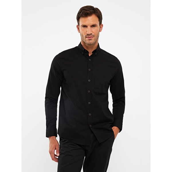 Regular Fit Uzun Kollu Poplin Erkek Gömlek