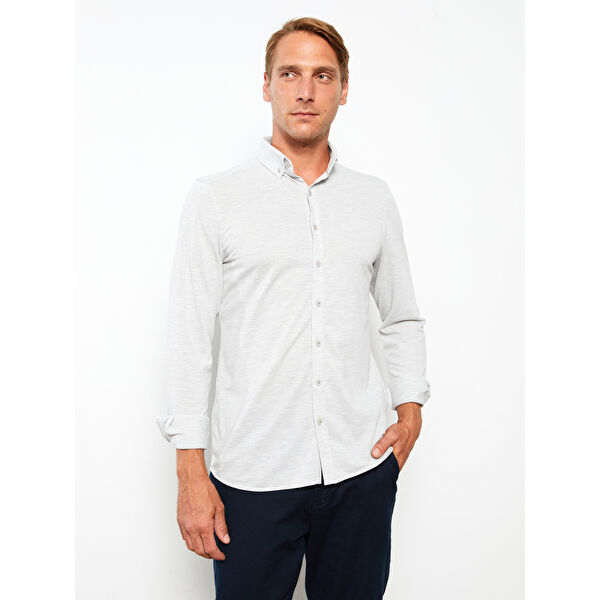 Slim Fit Uzun Kollu Örme Erkek Gömlek Slim Fit Uzun Kollu Örme Erkek Gömlek