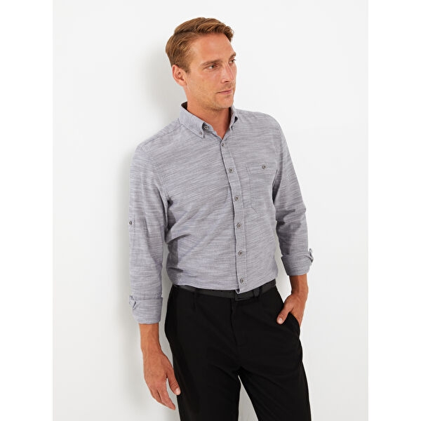 Regular Fit Uzun Kollu Desenli Erkek Gömlek