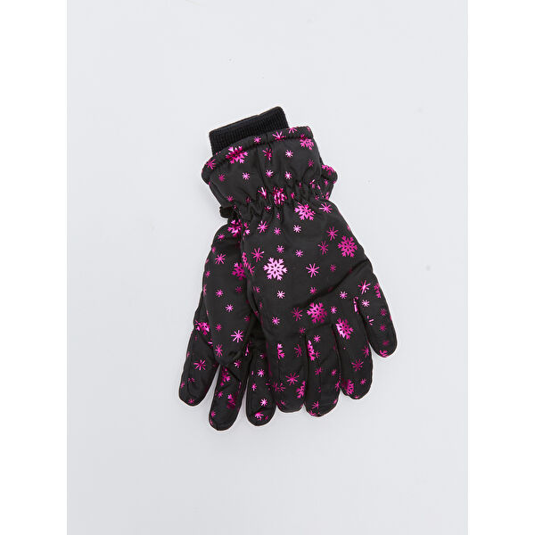 Desenli Kız Çocuk Kar Eldiveni