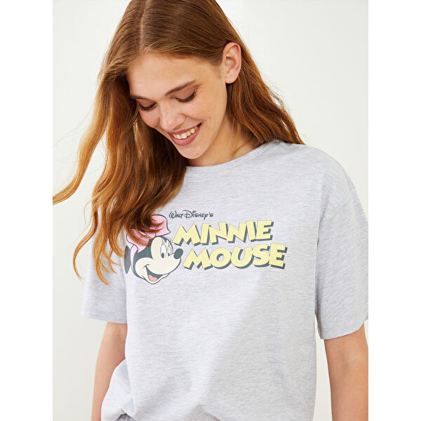 Bisiklet Yaka Minnie Mouse Baskılı Kısa Kollu Kadın Pijama Takımı Bisiklet Yaka Minnie Mouse Baskılı Kısa Kollu Kadın Pijama Takımı