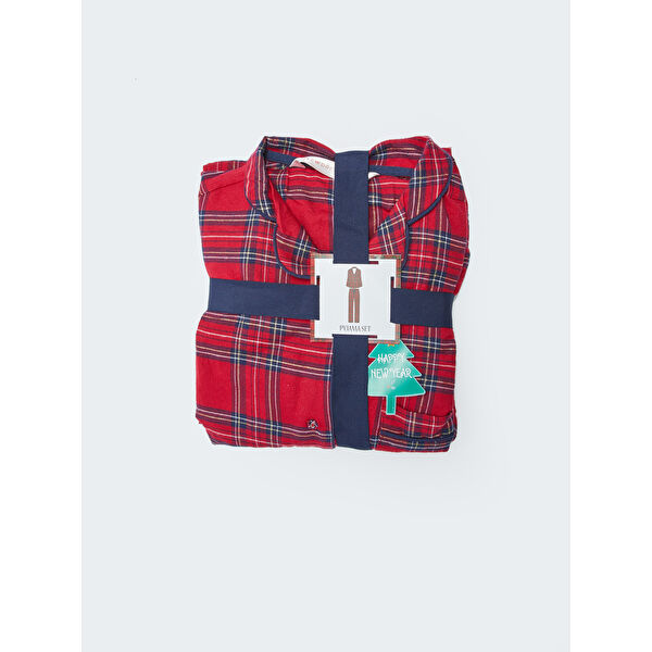 Gömlek Yaka Ekose Uzun Kollu Poplin Kadın Pijama Takımı Gömlek Yaka Ekose Uzun Kollu Poplin Kadın Pijama Takımı