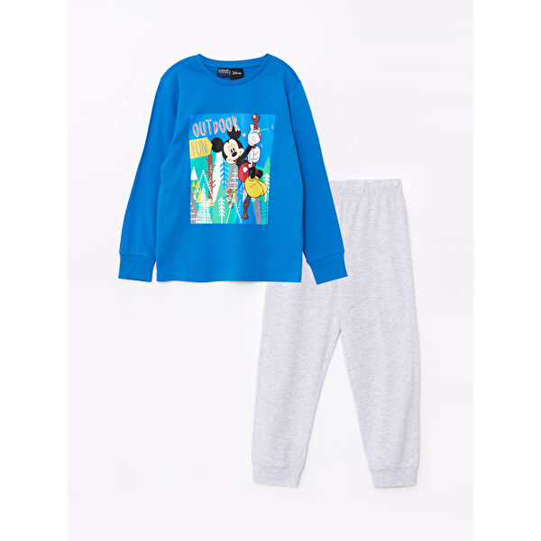 Bisiklet Yaka Mickey Mouse Baskılı Uzun Kollu Erkek Çocuk Pijama Takımı Bisiklet Yaka Mickey Mouse Baskılı Uzun Kollu Erkek Çocuk Pijama Takımı