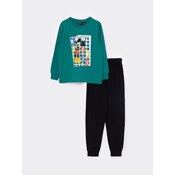 Bisiklet Yaka Mickey Mouse Baskılı Uzun Kollu Erkek Çocuk Pijama Takımı Bisiklet Yaka Mickey Mouse Baskılı Uzun Kollu Erkek Çocuk Pijama Takımı