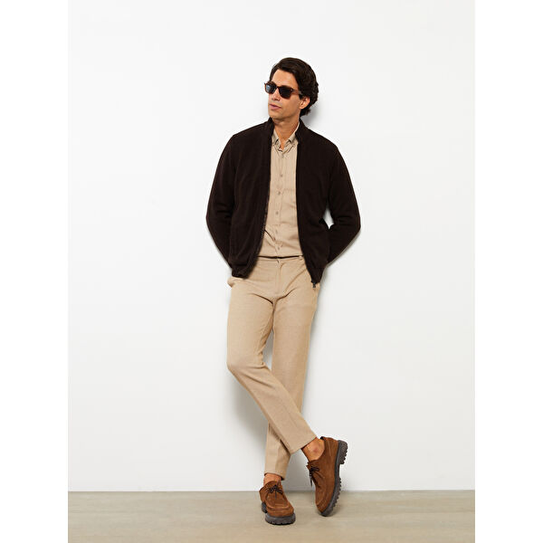 Standart Kalıp Dik Yaka Uzun Kollu Erkek Triko Hırka Standart Kalıp Dik Yaka Uzun Kollu Erkek Triko Hırka