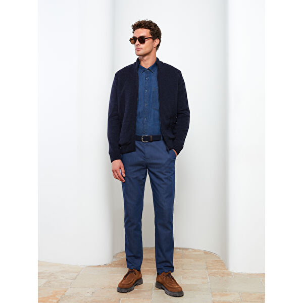 Standart Kalıp Dik Yaka Uzun Kollu Erkek Triko Hırka Standart Kalıp Dik Yaka Uzun Kollu Erkek Triko Hırka