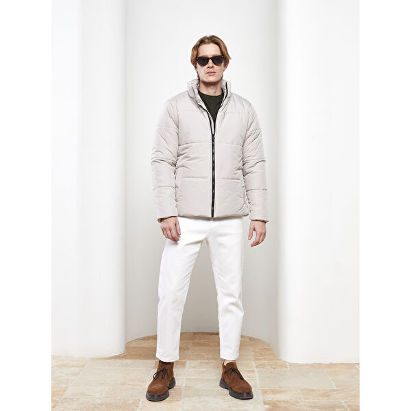 Standart Kalıp Dik Yaka Erkek Şişme Mont