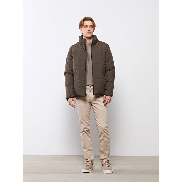 Standart Kalıp Dik Yaka Erkek Şişme Mont