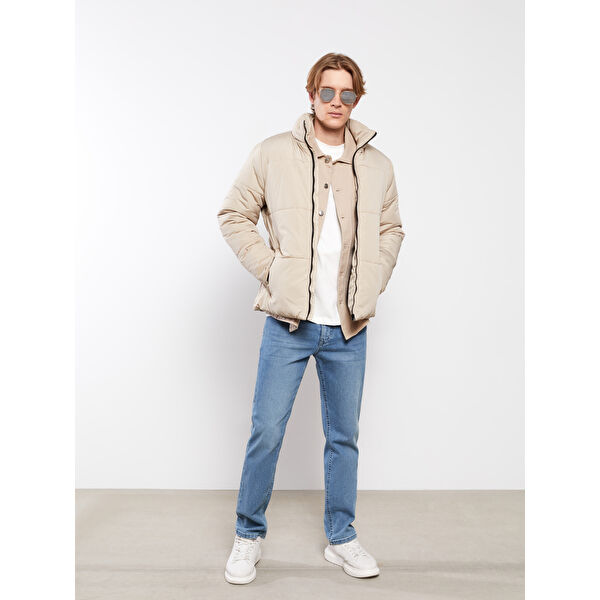 Standart Kalıp Dik Yaka Erkek Şişme Mont