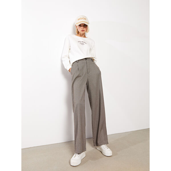 Rahat Kalıp Desenli Kadın Pantolon