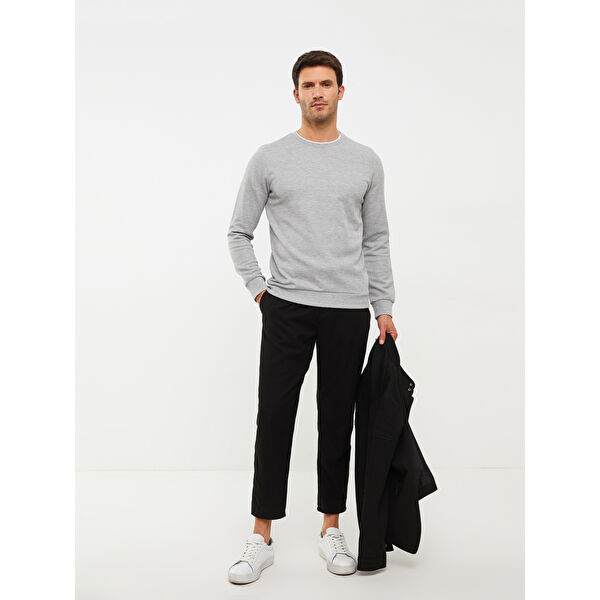 Bisiklet Yaka Uzun Kollu Erkek Sweatshirt