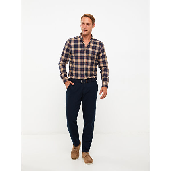 Regular Fit Uzun Kollu Ekose Gabardin Erkek Gömlek