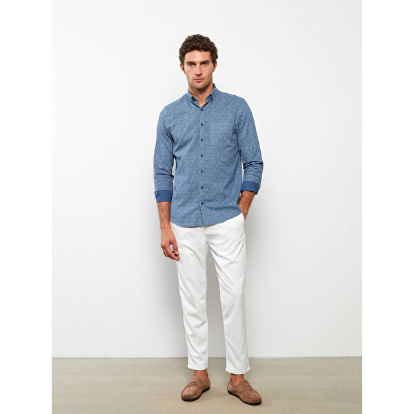 Slim Fit Uzun Kollu Desenli Oxford Erkek Gömlek Slim Fit Uzun Kollu Desenli Oxford Erkek Gömlek