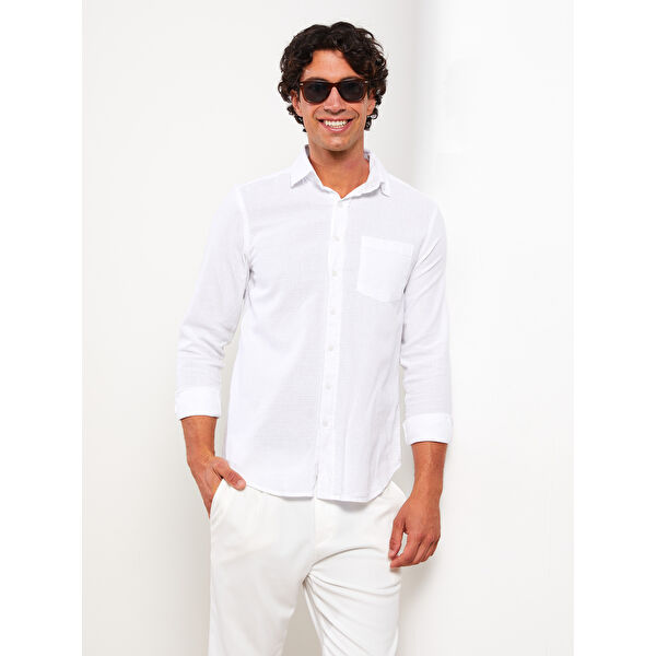 Regular Fit Uzun Kollu Erkek Poplin Gömlek