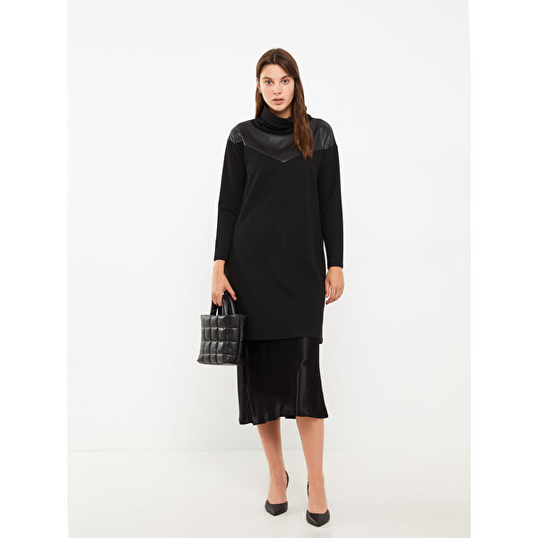 Balıkçı Yaka Renk Bloklu Uzun Kollu Kadın Tunik Balıkçı Yaka Renk Bloklu Uzun Kollu Kadın Tunik