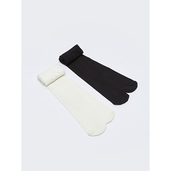 Beli Lastikli Basic Kız Bebek Külotlu Çorap 2'li