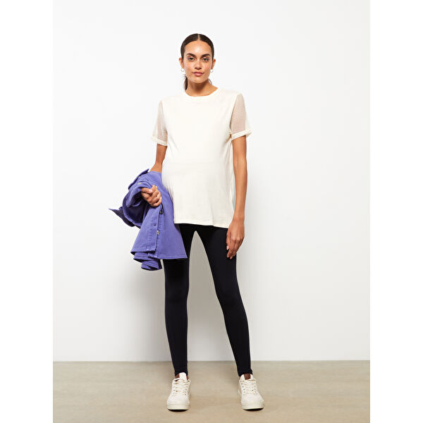 Karın Panelli Düz Pamuklu Hamile Tayt