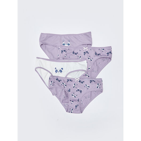 Baskılı Pamuklu Kız Çocuk Külot 4'lü