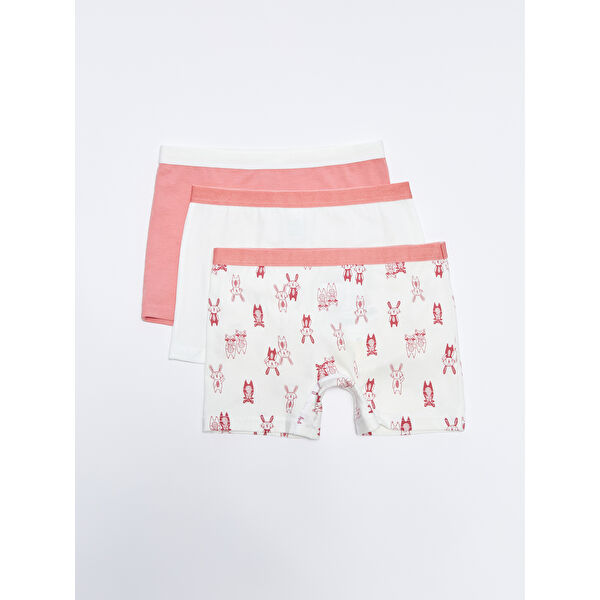 Baskılı Pamuklu Kız Çocuk Boxer 3'lü