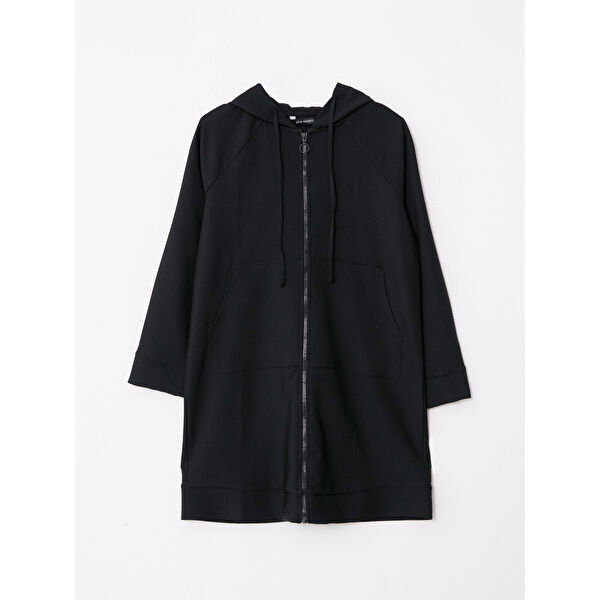 Kapüşonlu Düz Uzun Kollu Oversize Kadın Tunik
