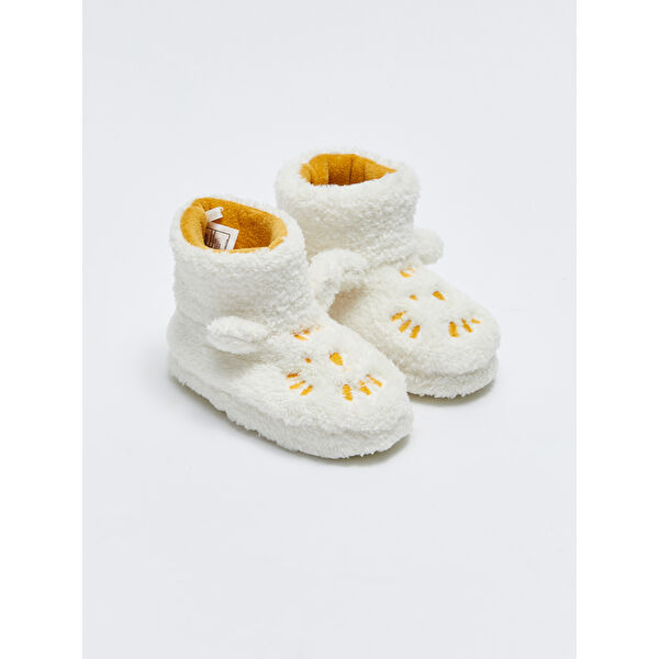 3D Aplike Detaylı Nakışlı Pelüş Erkek Bebek Ev Botu 3D Aplike Detaylı Nakışlı Pelüş Erkek Bebek Ev Botu