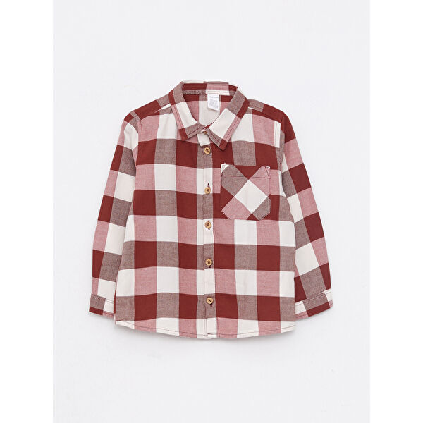 Uzun Kollu Ekose Desenli Erkek Bebek Gömlek