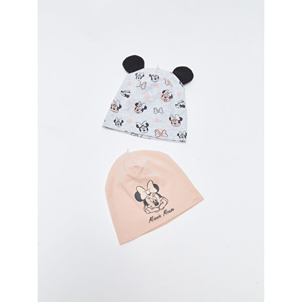 Minnie Mouse Baskılı Kız Bebek Bere 2'li Minnie Mouse Baskılı Kız Bebek Bere 2'li