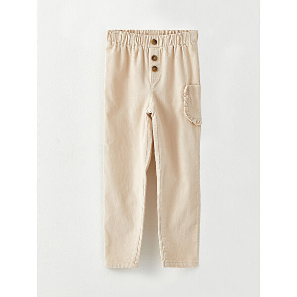 Beli Lastikli Basic Kadife Kız Çocuk Pantolon